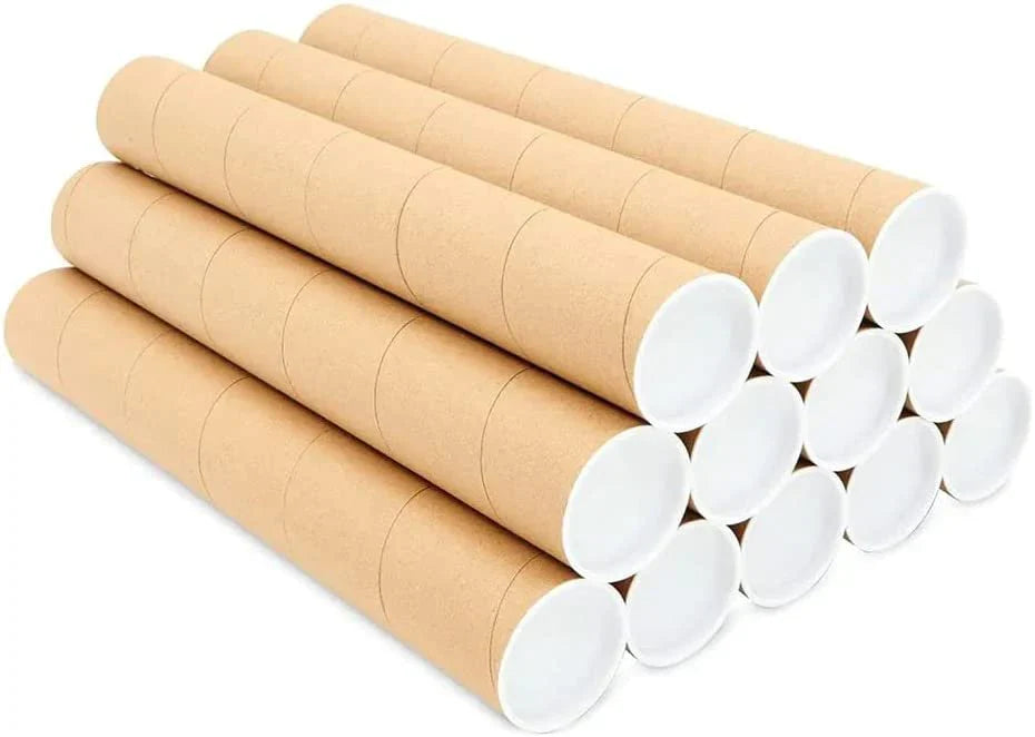 2" x 9" Round Cardboard Shipping Mailing Tubes With End Caps ...